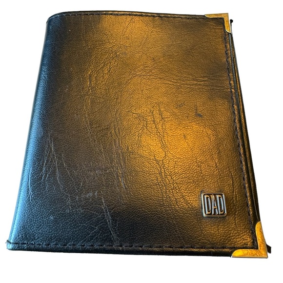 Vintage | Bags | Vintage Black Faux Leather Vinyl Dad Mens Bifold ...